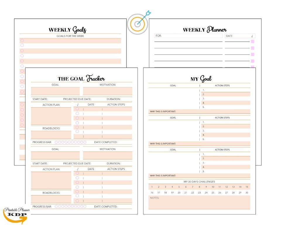 PrintablePlannerKDP 5 sales 5 sales Goal Setting Planner & Journal ...