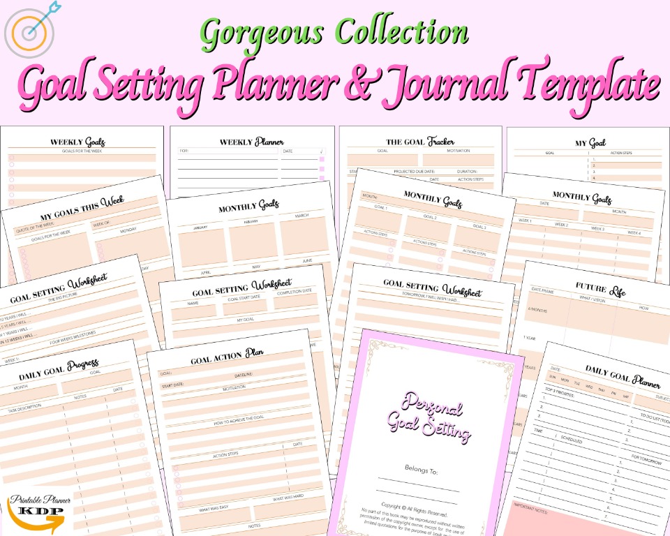 PrintablePlannerKDP 5 sales 5 sales Goal Setting Planner & Journal ...