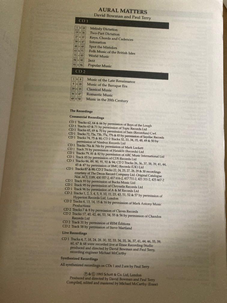 Schott Aural Matters (Dse music 練習）, 興趣及遊戲, 書本 & 文具, 教科書 - Carousell