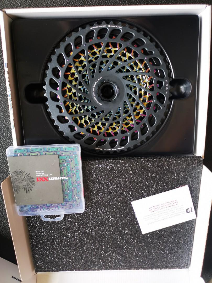 SRAM XX1 Eagle Oil Slick Rainbow Cassette 10-52T + Chain, Sports ...