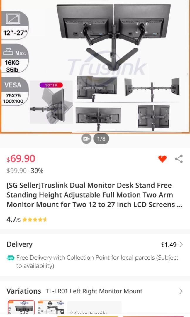 Truslink Dual Monitor Stand + Loctek VESA Mount Adapter, Everything ...