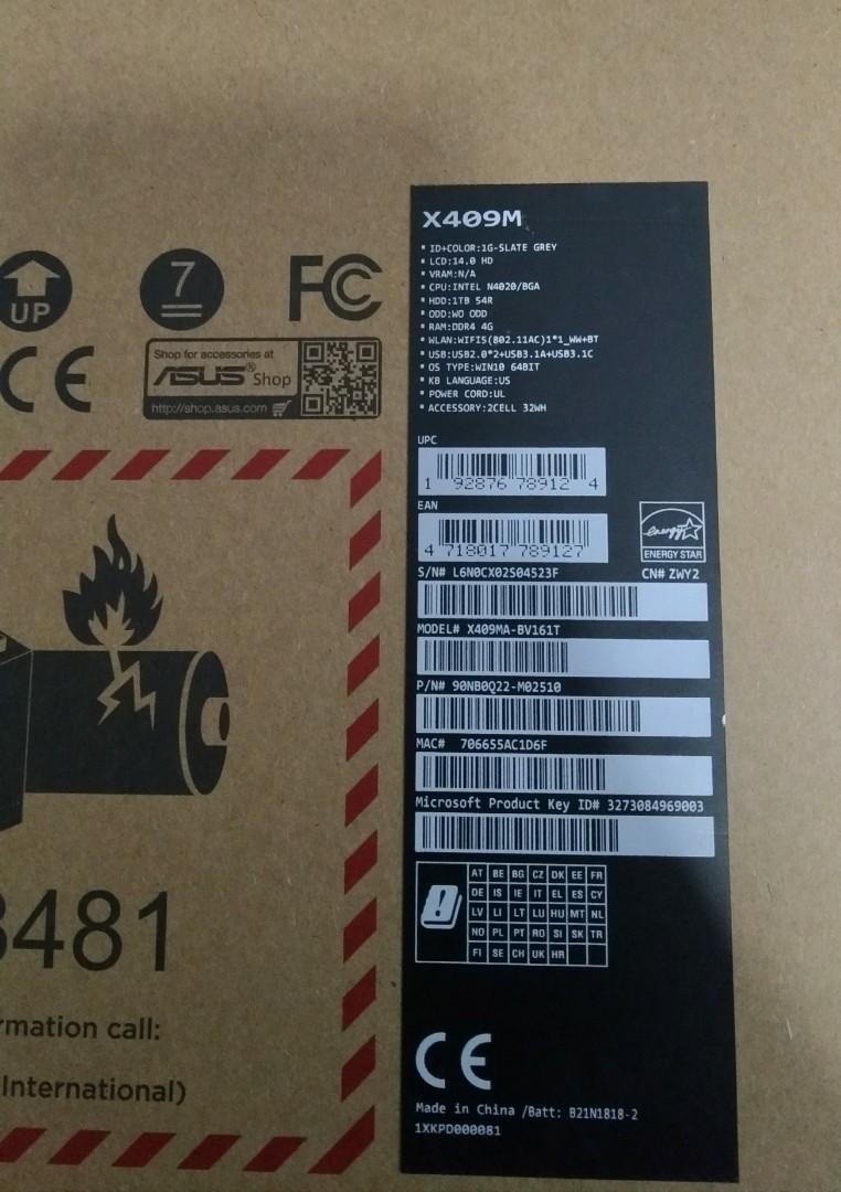 ASUS VIVOBOOK X409MA-BV162T 14" INTEL CELERON N4020 4GB DDR4 1TB HDD ...