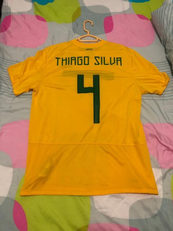 Brazil 2011/12 Home Thiago Silva 4 Authentic Jersey, Men's Fashion ...