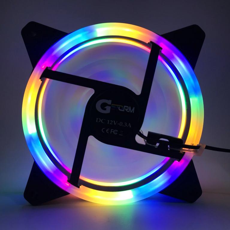 G-STORM DUAL RING LED RGB FAN, 12V-0.3A, 120MM SIZE, Molex Power type ...