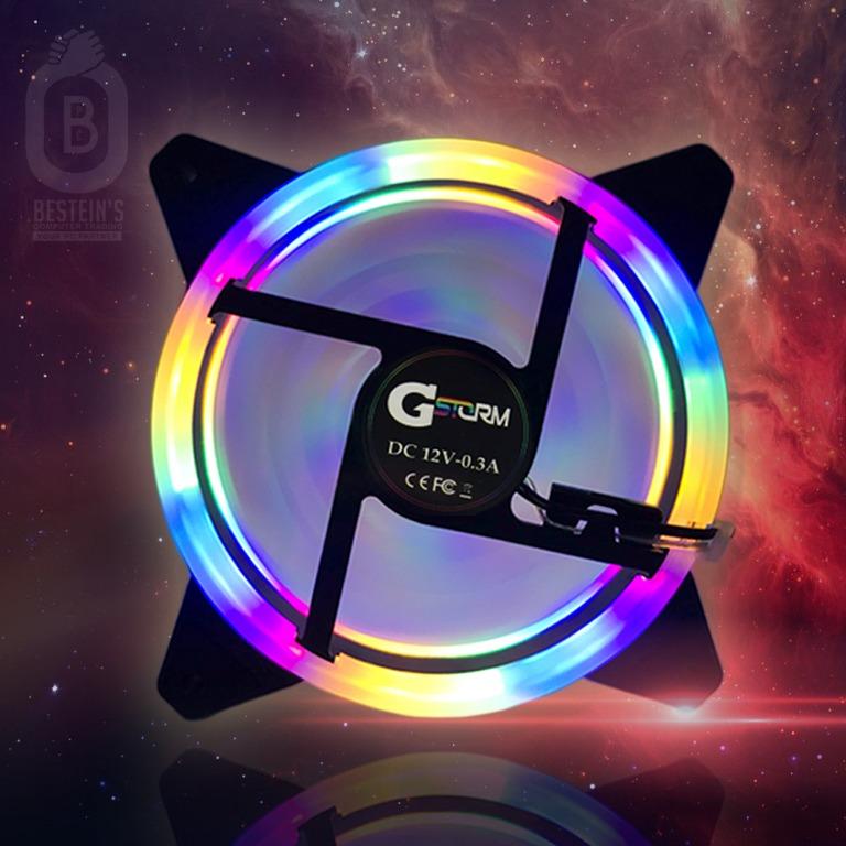 G-STORM DUAL RING LED RGB FAN, 12V-0.3A, 120MM SIZE, Molex Power type ...