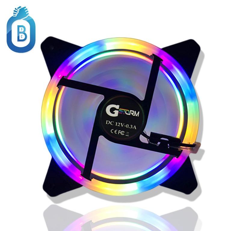 G-STORM DUAL RING LED RGB FAN, 12V-0.3A, 120MM SIZE, Molex Power type ...