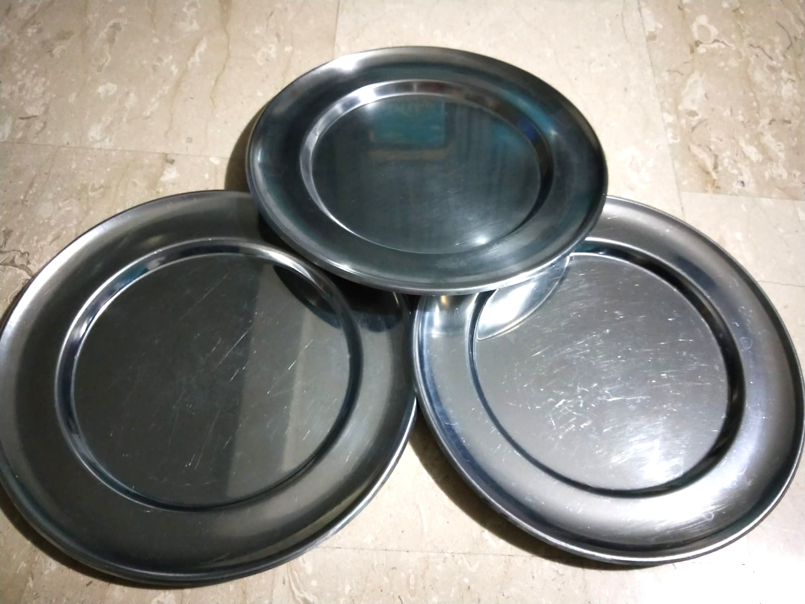 Large Round Stainless Steel Plates, Furniture & Home Living ...