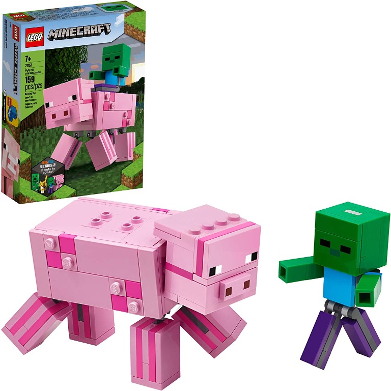 LEGO Minecraft Pig BigFig and Baby Zombie 21157 Cool Building Toy 159 ...