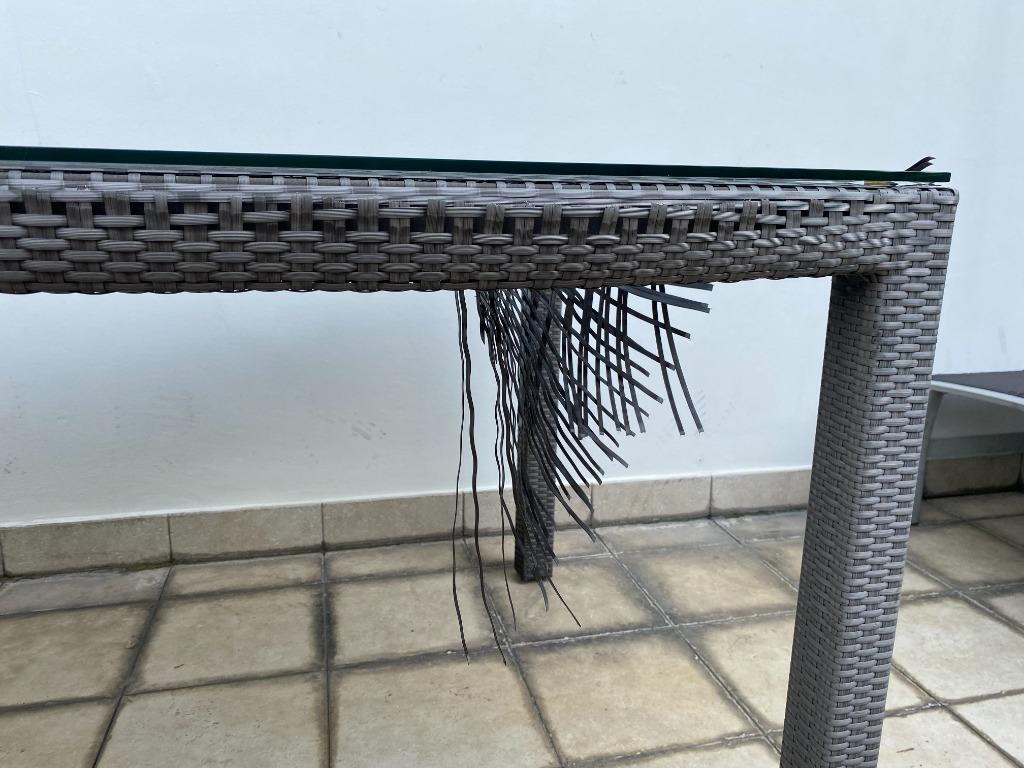 Outdoor long table with glass top, Furniture & Home Living, Furniture ...