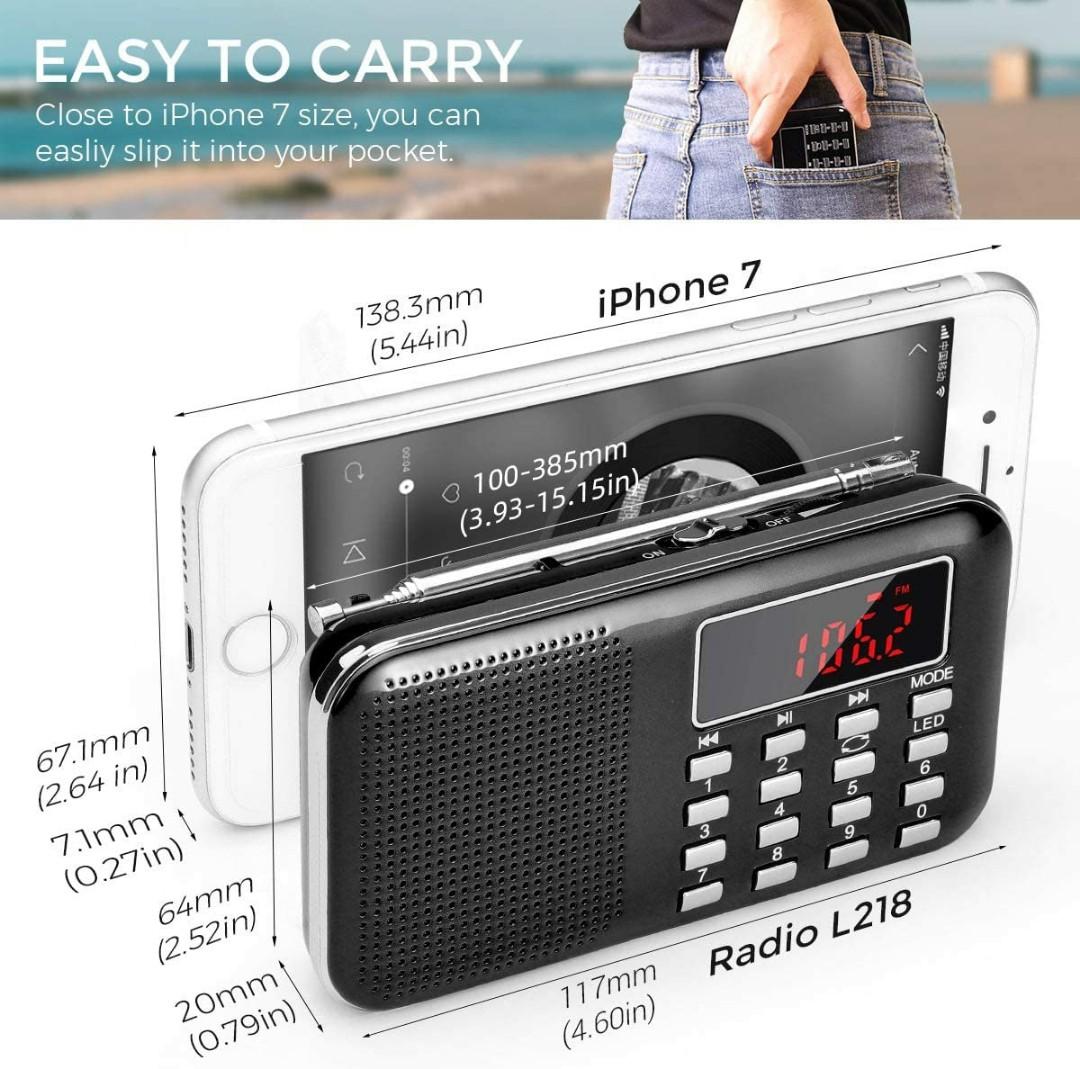 PRUNUS L-218AM Mini Portable Ultrathin AM/FM/USB/TF MP3 Radio with ...