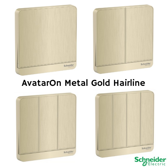 Schneider AvatarOn switches, 16AX, 250V, Metal Gold Hairline Series ...