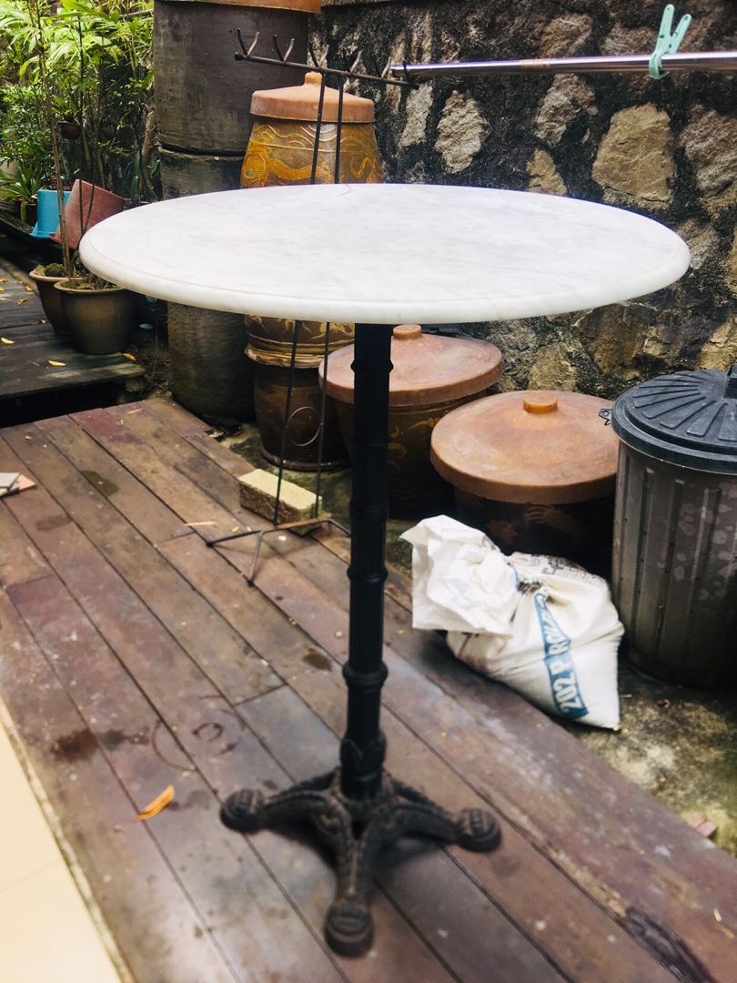 Tall marble table/ bar table, Furniture, Tables & Chairs on Carousell