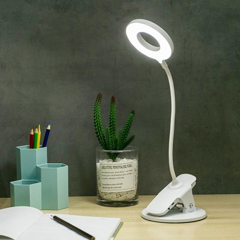 Thunlit Clip Desk Led Ring Light Dimmable Lamp (Recheargable Type) Desk ...