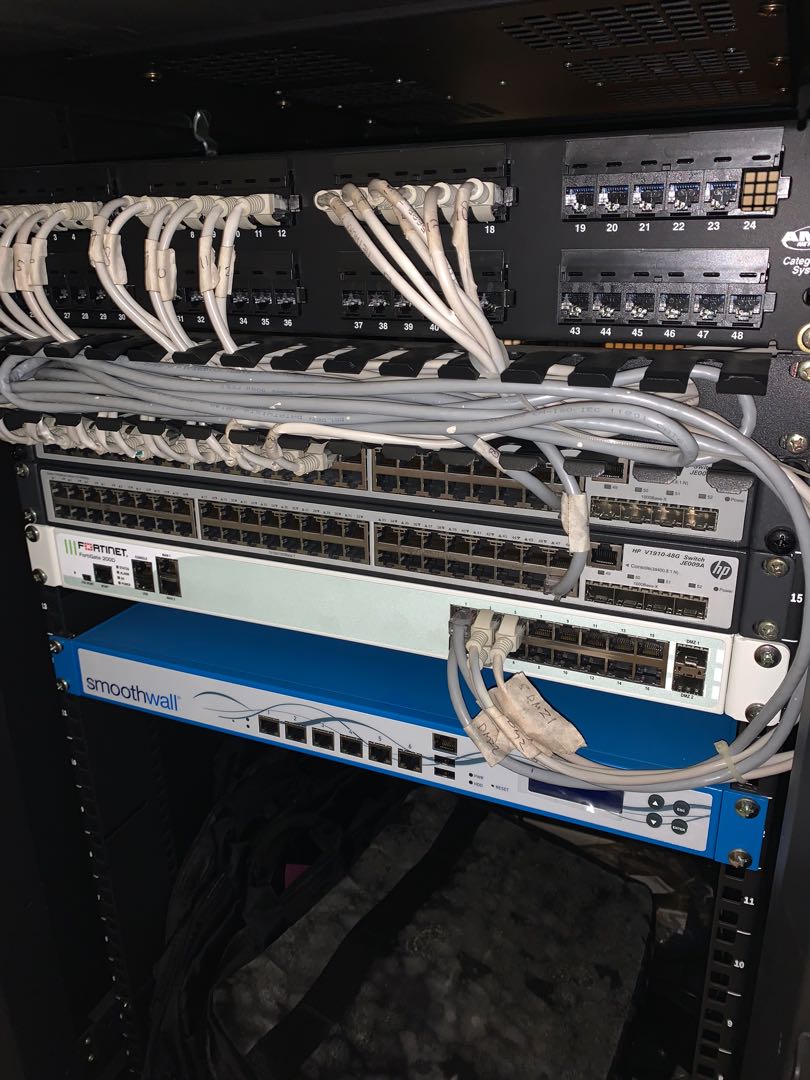 Wallmount Server Rack switch and firewall (fortinet HP smoothwall ...