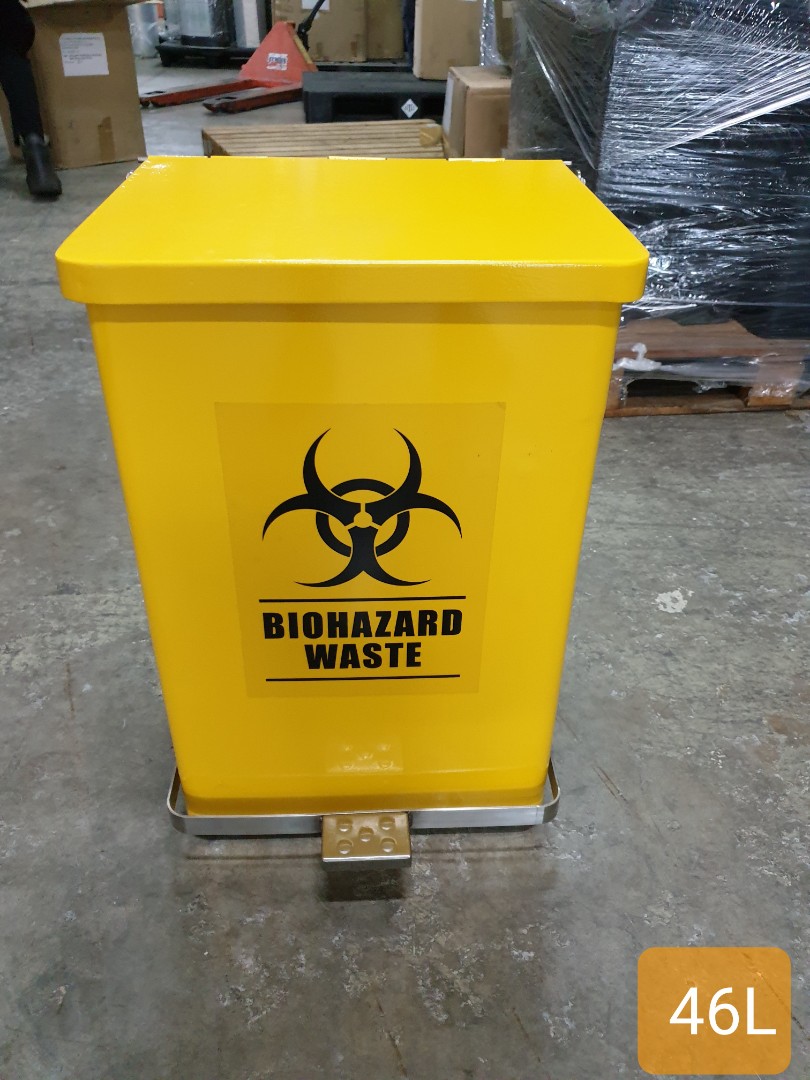 YELLOW Stainless steel Powder Coat Biohazard Pedal bin 46L, Furniture ...