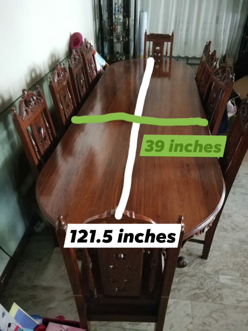 10-Seater Solid Narra Dining Table, Furniture & Home Living, Furniture ...