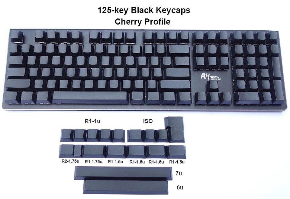 125-key cherry profile black blank keycaps, Computers & Tech, Parts ...