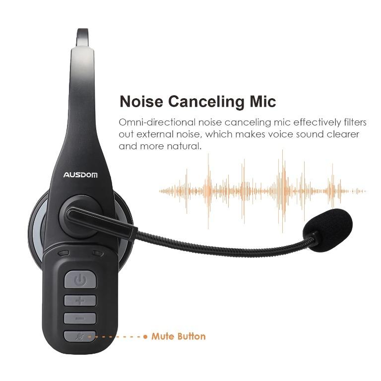 AUSDOM BW01 Bluetooth 5.0 Phone Headset, Business Headset with Noise ...