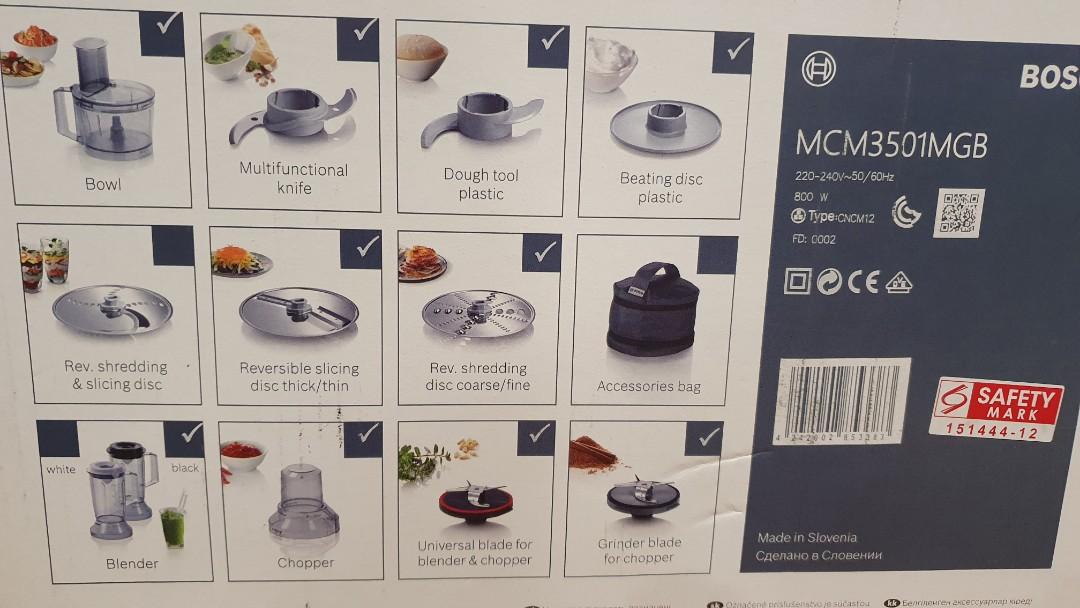 Bosch MultiTalent 3 MCM3501MGB Food Processor, TV & Home Appliances ...