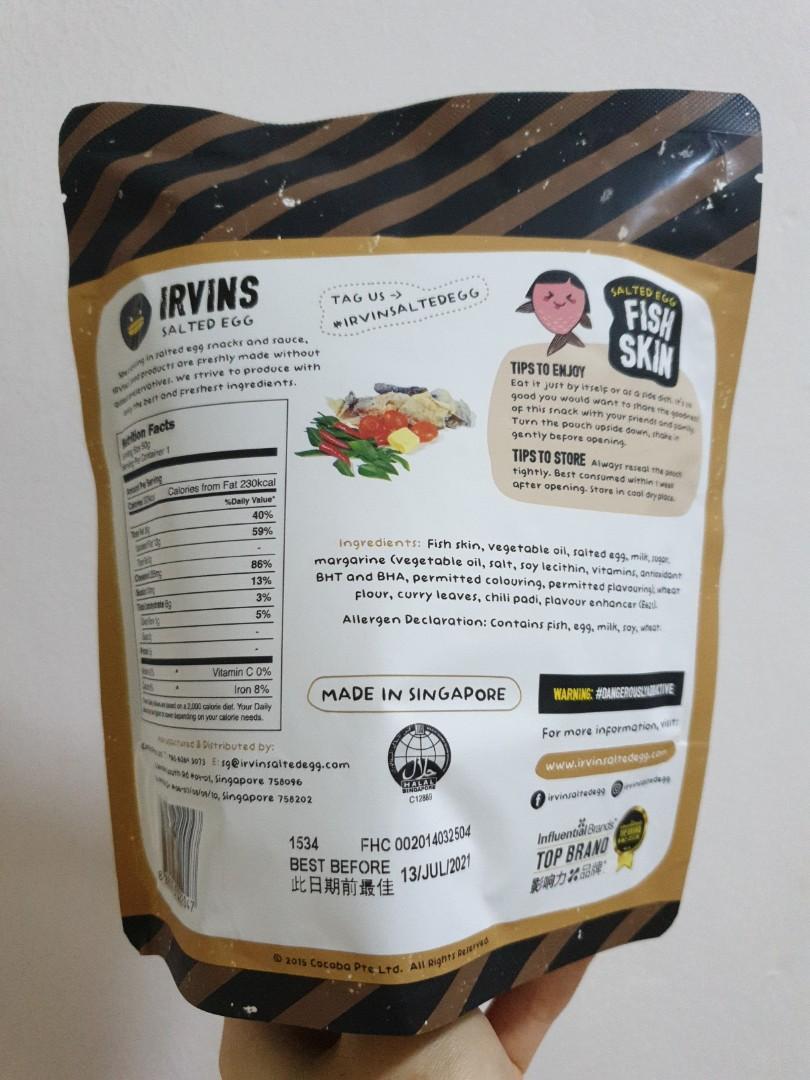 Irvin's Salted Egg Fish Skin, Food & Drinks, Packaged & Instant Food on ...