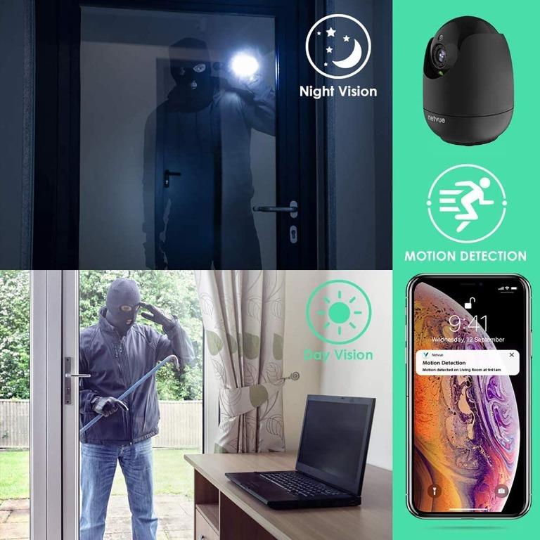 Netvue Orb Cam 1080P FHD Pet Camera with Phone App, Pan/Tilt/ Zoom ...