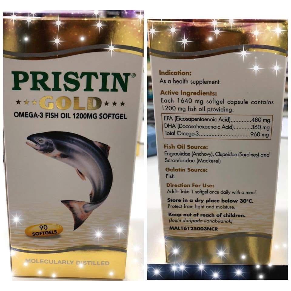 Pristin Gold Omega-3 Fish Oil 1200mg 90 Capsules. Buy 1 bottle get 1 FREE Himalaya Rock Salt ...