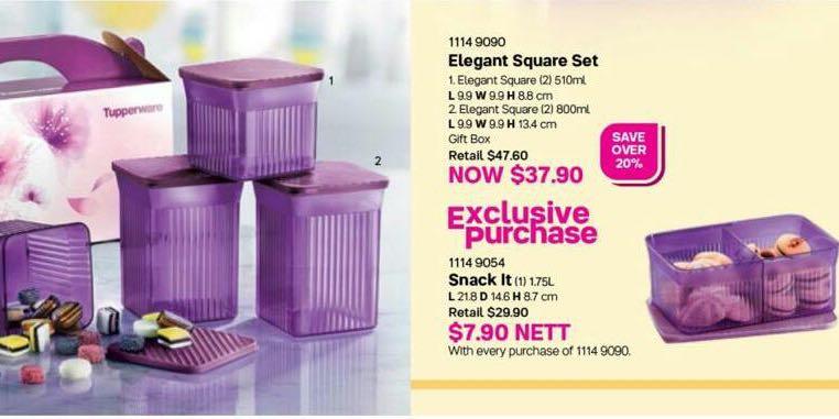 Tupperware Elegant Square Set, Furniture & Home Living, Kitchenware ...