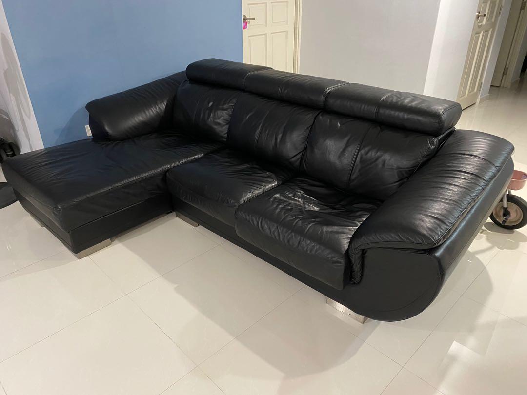 L-shape PVC leather sofa (2.7m x 1.7m), Furniture & Home Living ...