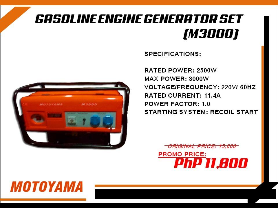 MOTOYAMA Gasoline Engine Generator Set 3.0kw (M3000), Commercial ...