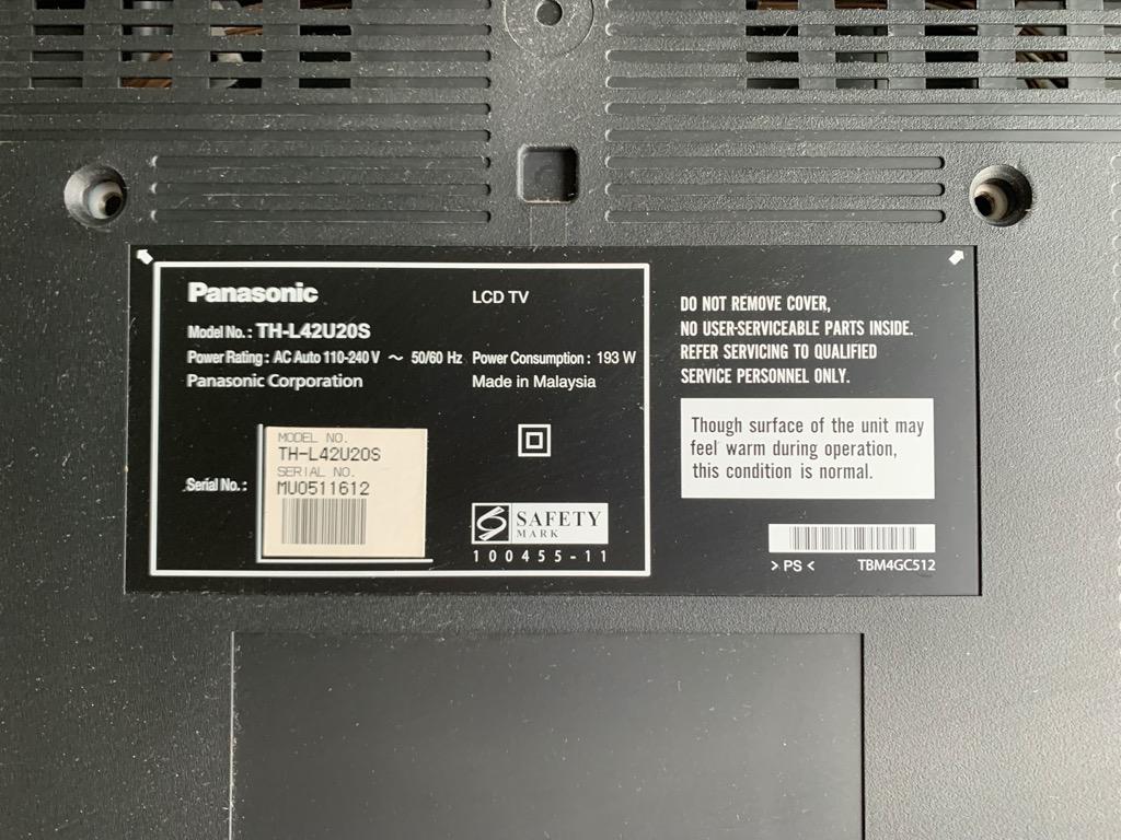 Panasonic 42 inch Multi-system Full HD LCD TV (TH-L42U20S), TV & Home ...