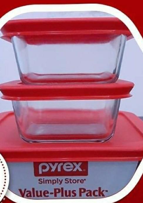 Pyrex value plus pack glass container with lid 3 peice set, Furniture ...