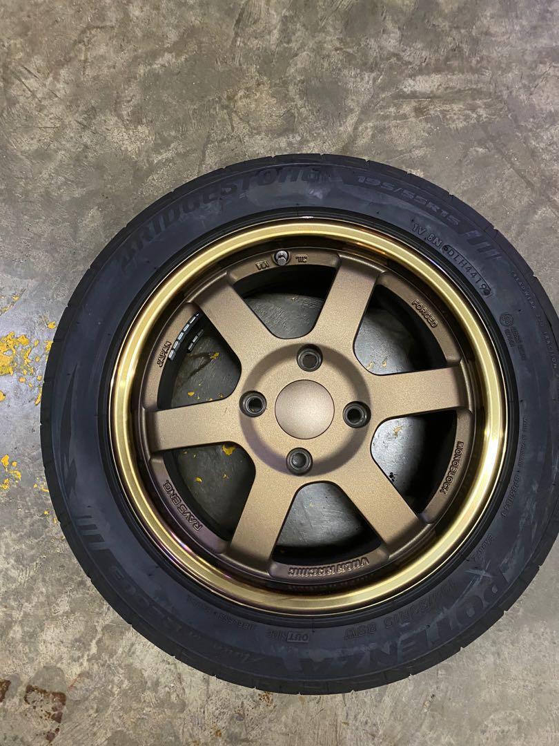 Volk Rays 15 inch rims with Bridgestone wheels, Car Accessories, Tyres ...