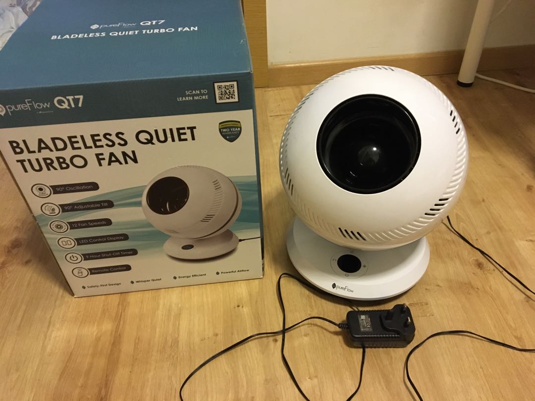 Bladeless Quiet Turbo Fan pureFlow QT7, Furniture & Home Living ...