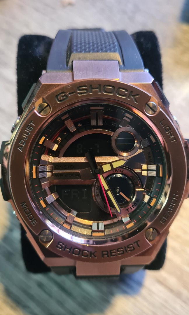 CASIO G-SHOCK G-STEEL DIGITAL QUARTZ ROSE GOLD STAINLESS STEEL GST-210B ...