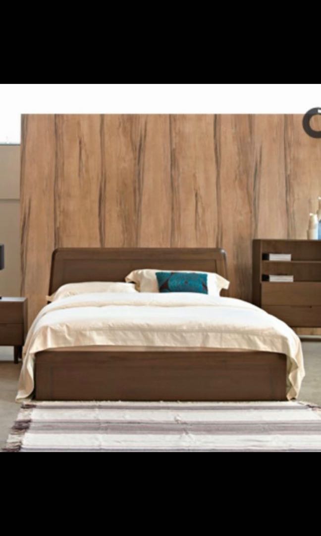 Cellini king bed frame (solid teak wood), Furniture & Home Living ...