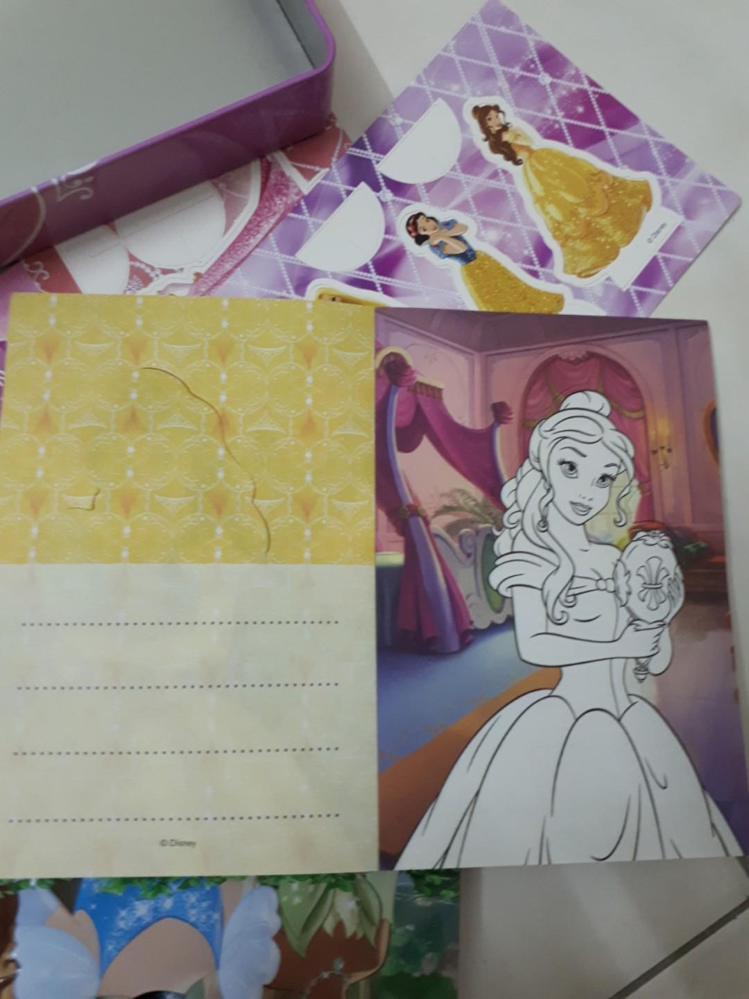 Disney princesses's message notes,colouring book and tin, Hobbies ...