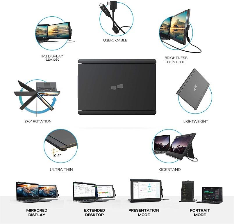 Duex Pro 2.0 Upgraded Portable Display Monitor 12.5" Full HD IPS ...