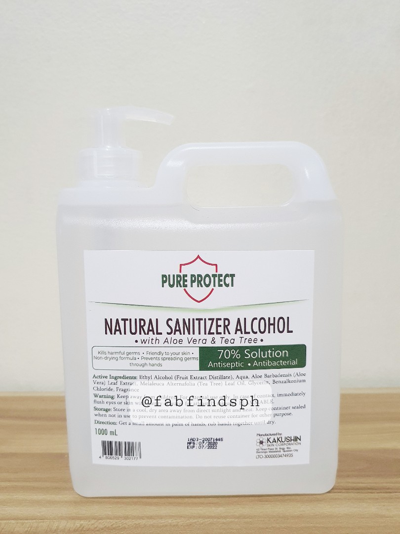Pure Protect alcohol 1 liter pump, Beauty & Personal Care, Sanitizers ...