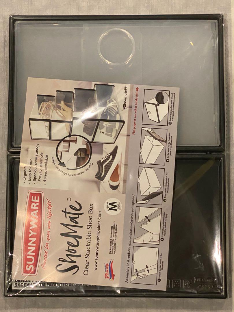 Sunnyware Shoemate Stackable Shoebox Clear, Furniture & Home Living ...