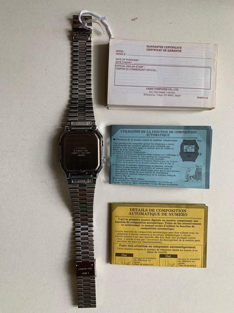 80年代Casio 正品databank and phone dialer 絕版Japan stainless steel 錶帶時計錶, 名牌 ...