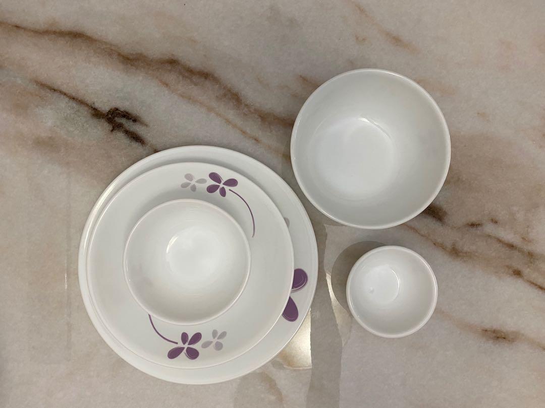 Corelle purple dinner set, Furniture & Home Living, Kitchenware ...
