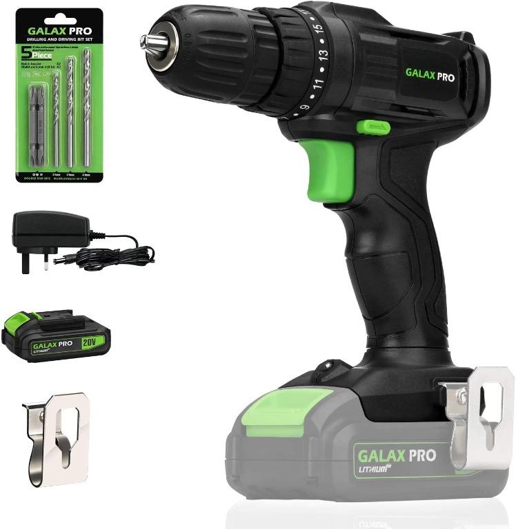 GALAX PRO 20V Cordless Drill with Work Light, Furniture & Home Living ...