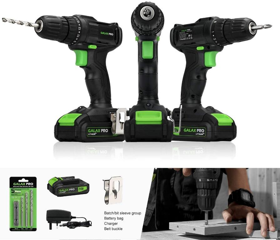 GALAX PRO 20V Cordless Drill with Work Light, Furniture & Home Living ...