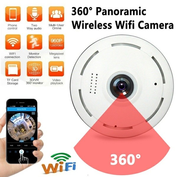 QCY IP CAMERA 360° PANORAMIC FISHEYE WIRELESS WIFI 1.3MP CCTV SECURITY ...