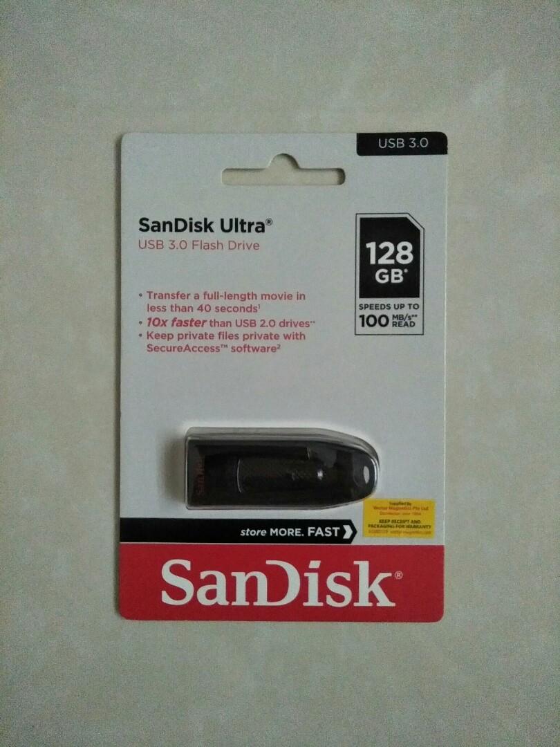 SanDisk Ultra USB 3.0 Flash Drive - 128GB, Computers & Tech, Parts ...