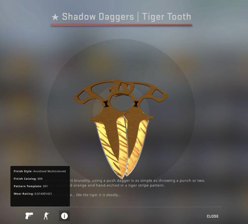 Shadow Daggers | Tiger Tooth (FN), Hobbies & Toys, Toys & Games on ...