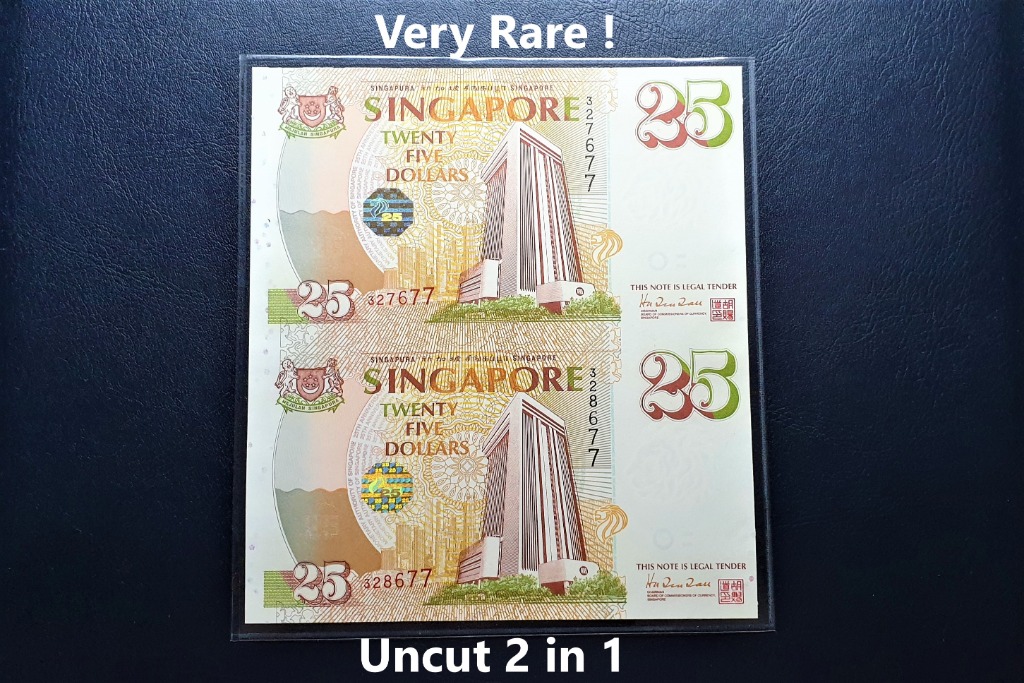 Singapore 1996 $25 Commemorative Note - Uncut 2 in 1 (very Rare ...