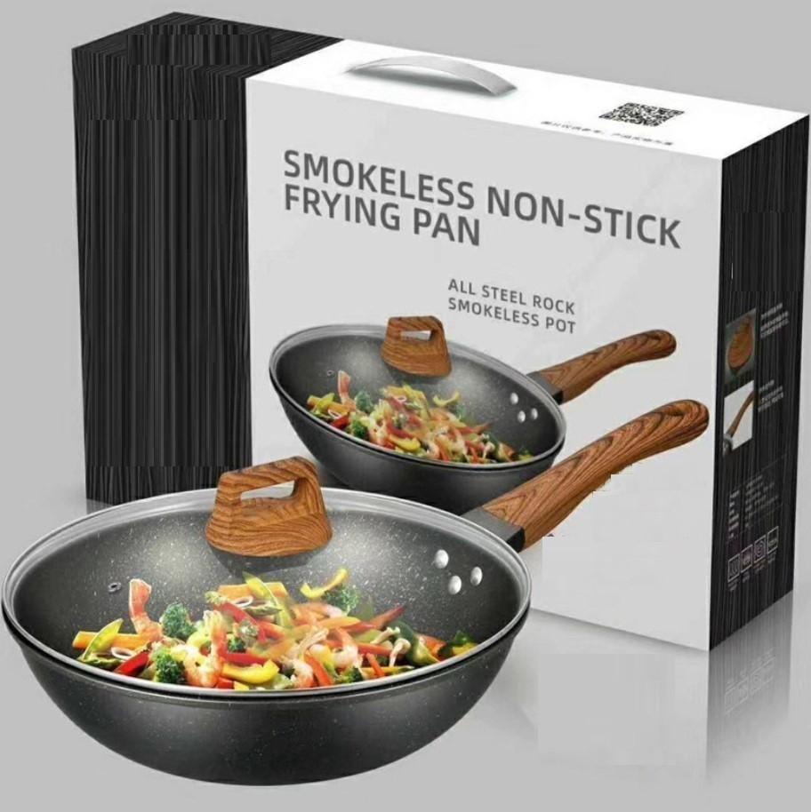 Smokeless Non-stick Frying Pan 32cm with Glass Lid, Furniture & Home ...