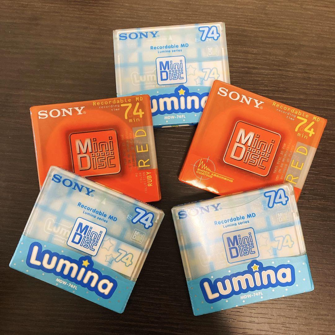 sony recordable RED md 74 mins /Lumina MDW-74 FL mini disc 未開封 MD 碟 ...