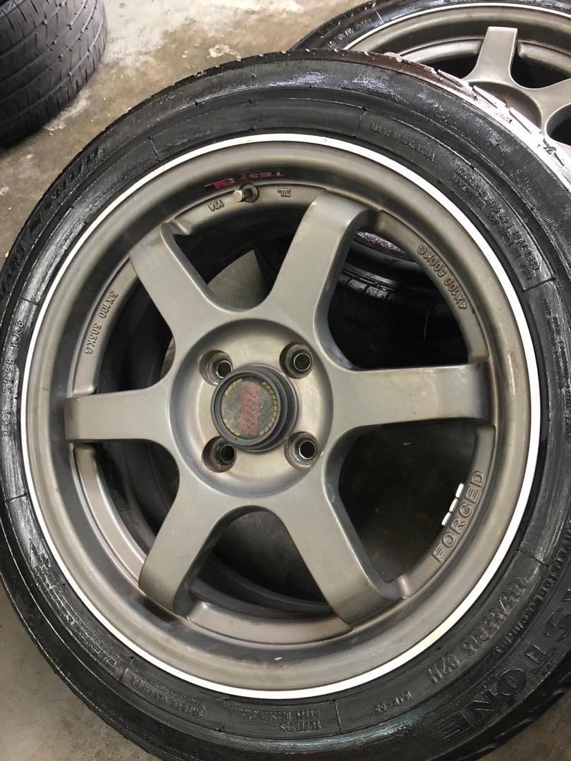 Sport rim TE37 15 x 7jj pcd100, Auto Accessories on Carousell